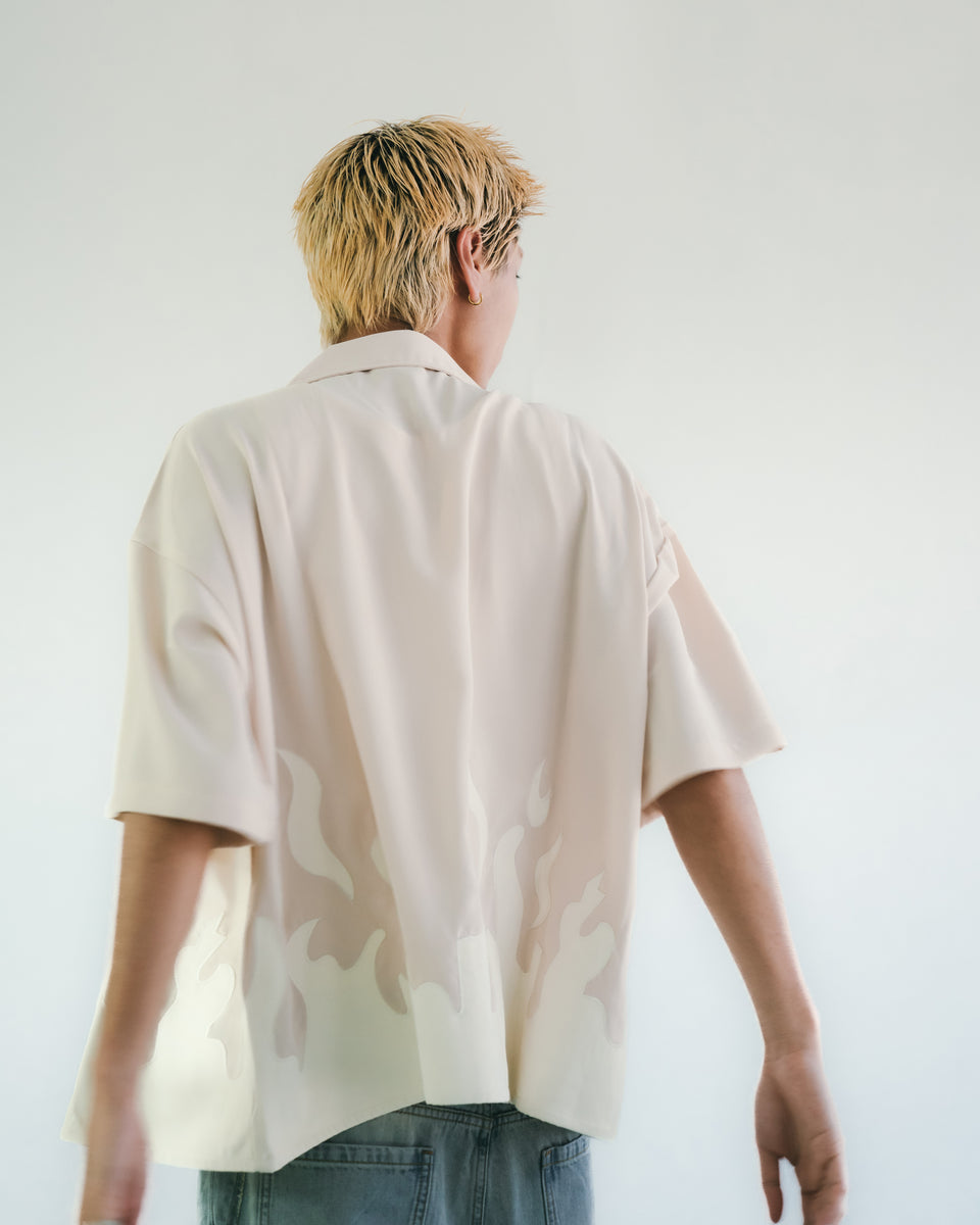 Flame Patch Collar Shirt Buff【M24-36BU】 – sense